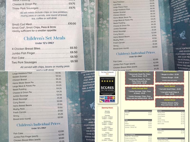THE SWAN RESTAURANT AND TAKE AWAY Southport, Merseyside PR9 0BS - Menu ...