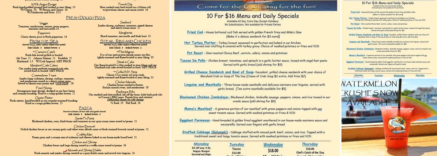 Carson's Creekside Restaurant, Middle River - Menu, Reviews (399 ...