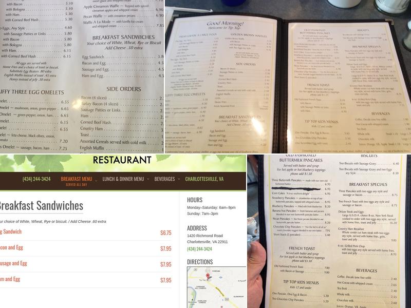 Tip Top Restaurant, Charlottesville - Menu, Reviews (504), Photos (66 ...