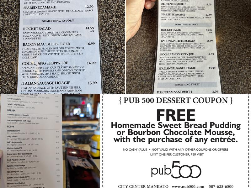 Pub 500, Mankato - Menu, Reviews (332), Photos (79) - Restaurantji