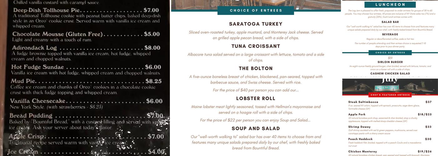 The Log Jam Restaurant, Lake George - Menu, Reviews (887), Photos (92 ...