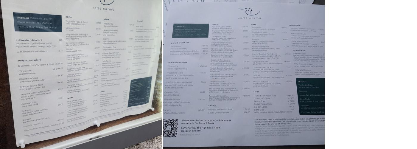 Caffe Parma Glasgow, Scotland - Menu, Reviews (55), Photos (14 ...