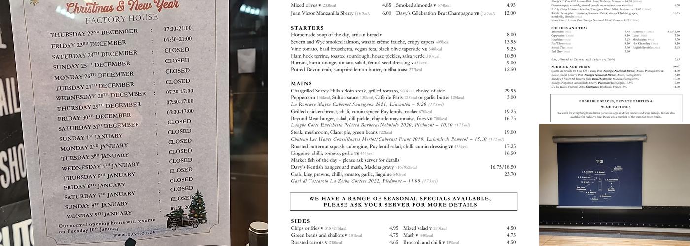 FACTORY HOUSE London, Greater London EC3M 7AA - Menu, Reviews (60 ...