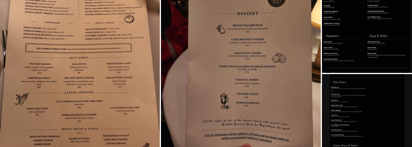 Bix, San Francisco - Menu, Reviews (868), Photos (104) - Restaurantji