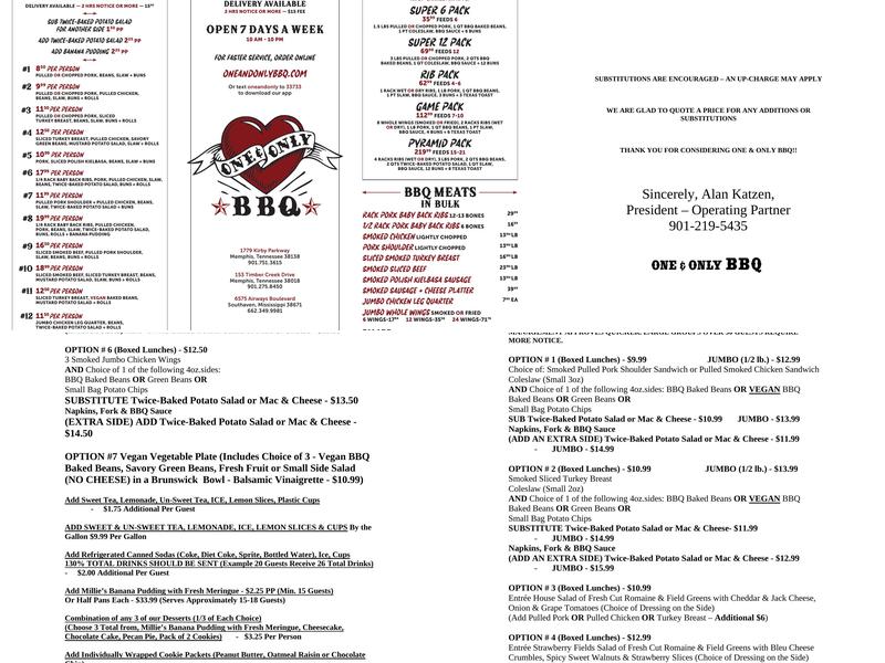 One & Only BBQ, Southaven - Menu, Reviews (391), Photos (81) - Restaurantji
