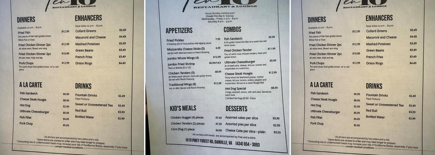 Ten Ten, Danville - Menu, Reviews (25), Photos (15) - Restaurantji